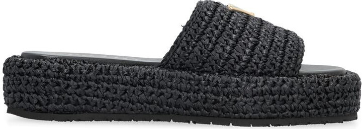 Prada Raffia Slides - ShopStyle