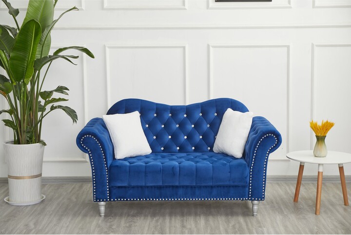 AMERROBIL Velvet Rolled Arm Chesterfield Loveseat - ShopStyle