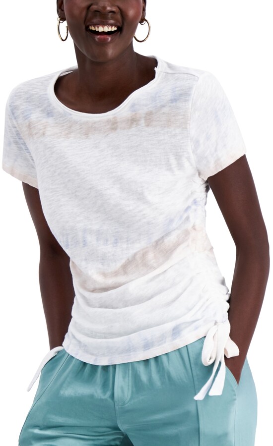 INC International Concepts Printed Ruched-Side Top, Created for Macy's ...
