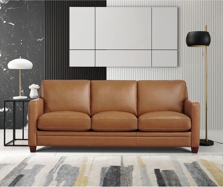 Hydeline USA Hydeline Naples Top Grain Leather Sofa Couch, Feather ...