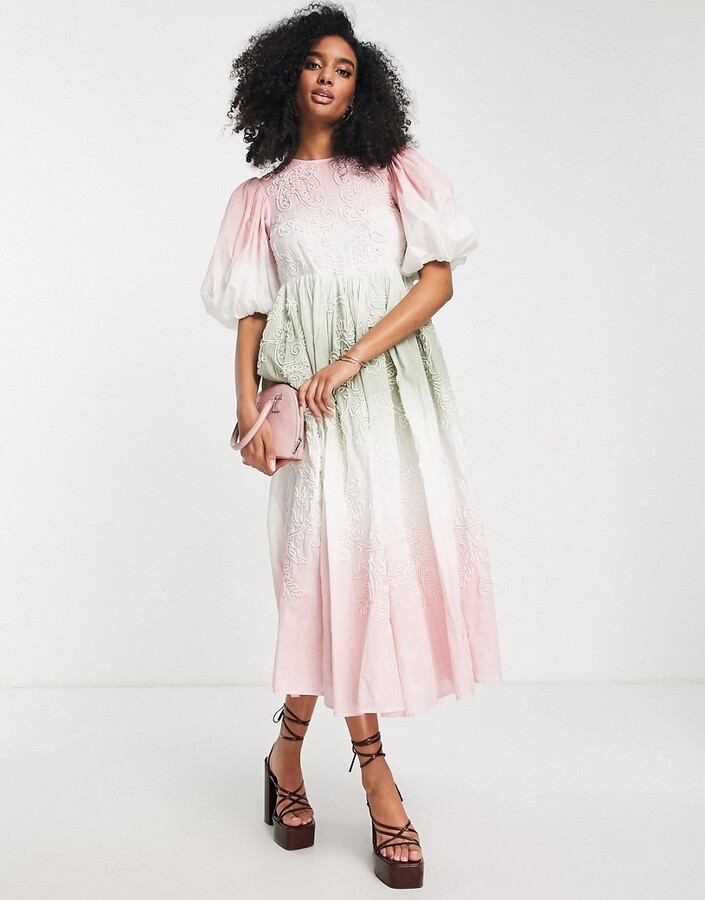 ASOS EDITION embroidered ombre midi dress - ShopStyle