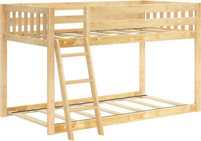 MODVAT Twin Low Bunk Bed,Solid Wood Modern Bed Frame with Strong Wooden ...