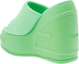 Fendi Green Platform Slides with Embossed Oversized FF Pattern in ...