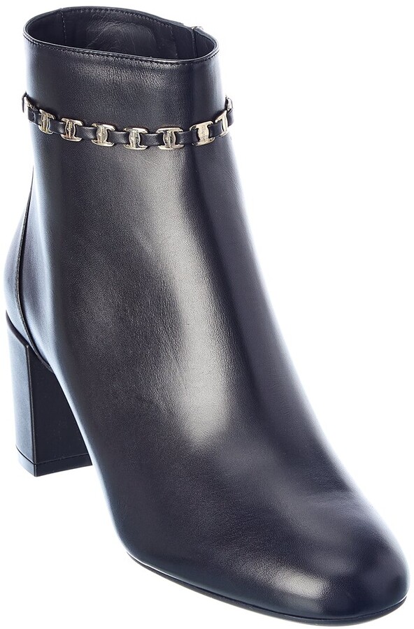 Ferragamo Ghila Leather Bootie - ShopStyle Boots