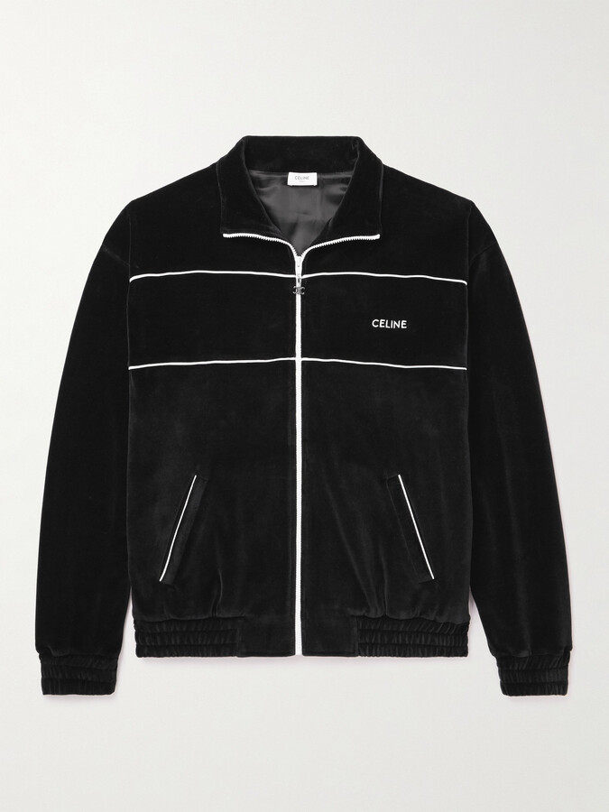 Celine Homme Logo-Embroidered Cotton-Blend Velour Track Jacket - ShopStyle