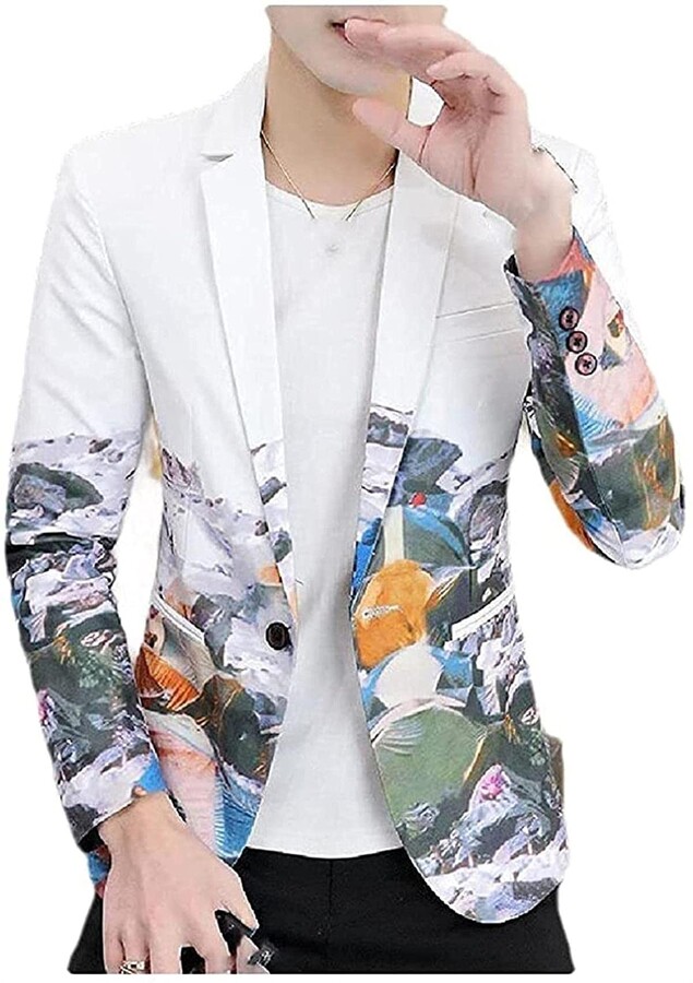 Mentaal Men's Gradient Ramp Floral Tailored Fit Vogue Long Sleeve ...