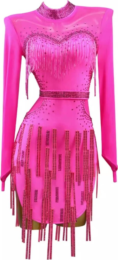 YDHTIZ Girls Professional Beads Latin Salsa Dance Competition Wear High ...