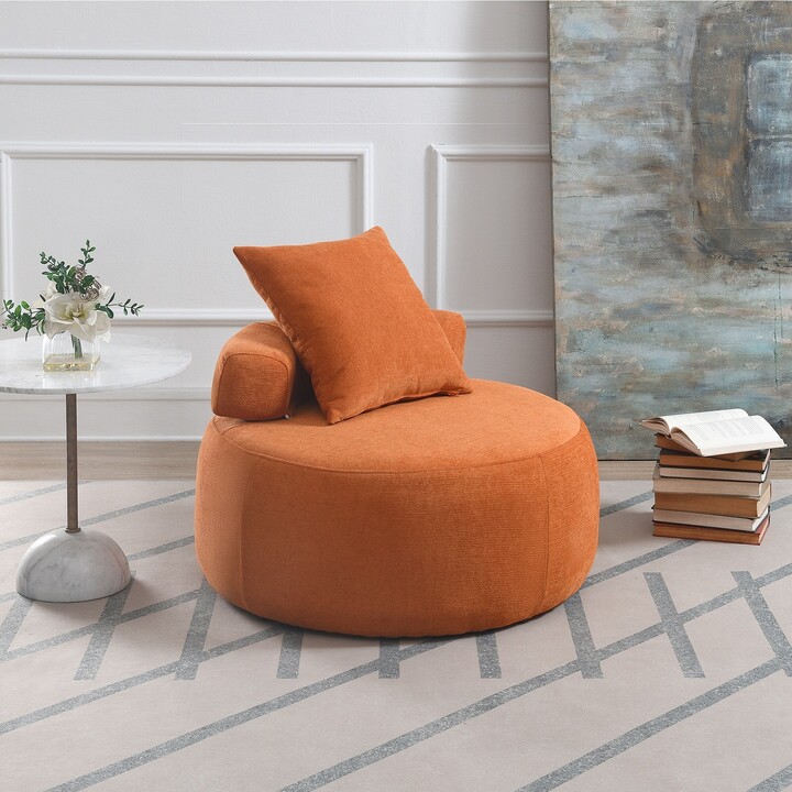 Aoolive 32" Solid Wood Frame Lounge Chair with Pillow, Modern Chenille ...
