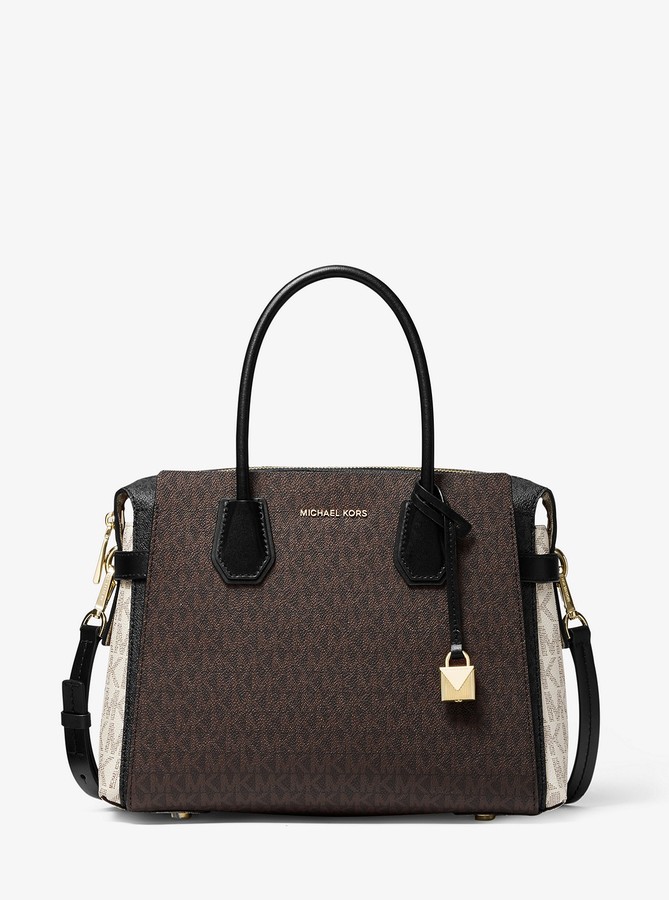 MICHAEL Michael Kors Mercer Medium Color-Block Logo Belted Satchel ...