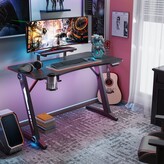 Inbox Zero Computer Ergonomic Gaming Desk, Zeiger Z-Shaped Desk E-Sport ...