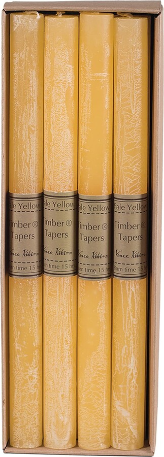 Sullivans Pale Yellow Timber Tapers - Set of 12 - .75"L x .75"W x 12"H ...