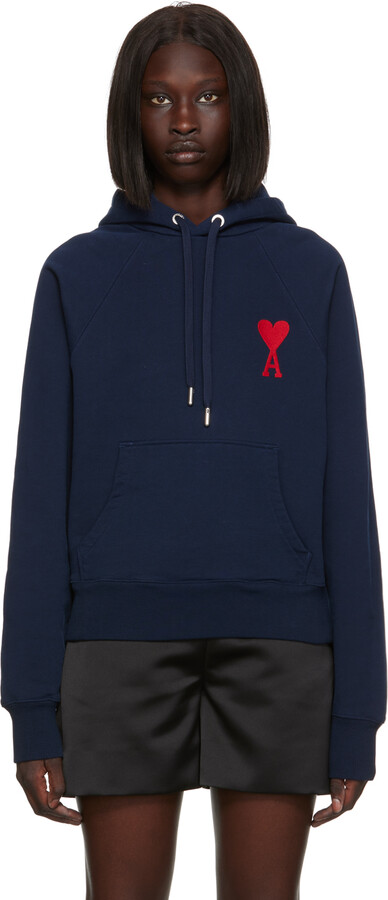 Ami Alexandre Mattiussi SSENSE Exclusive Navy Ami de Cœur Hoodie - ShopStyle