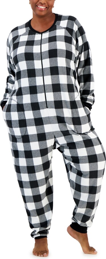 Matching Family Pajamas Plus Size Checkered One-Piece Pajamas, Created ...