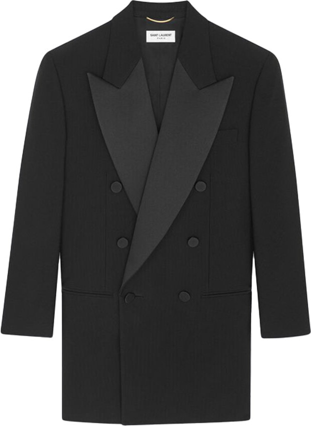 Saint Laurent Wool Double-Breasted Tuxedo Jacket - ShopStyle Blazers