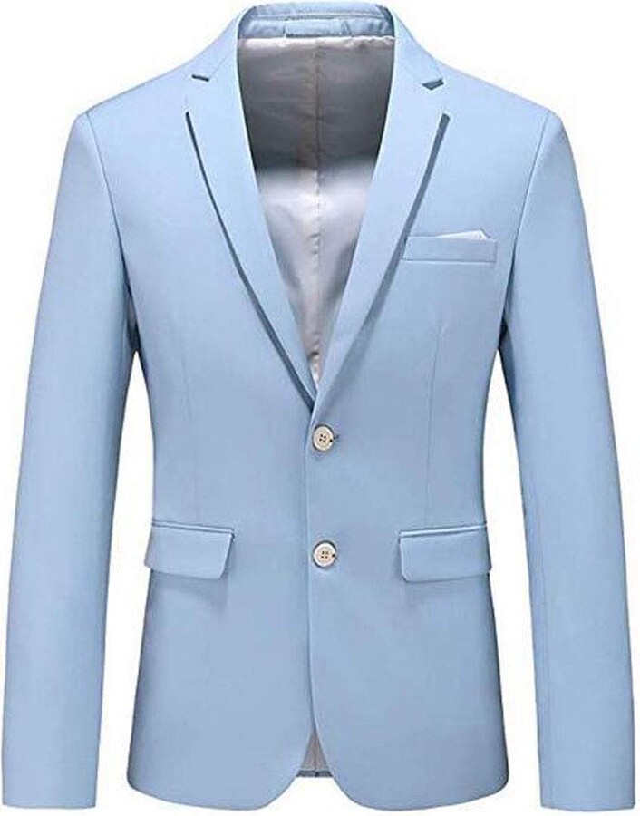 Botong Men's Peak Lapel 2 Buttons Light Blue Tuxedo Jacket Prom Party ...