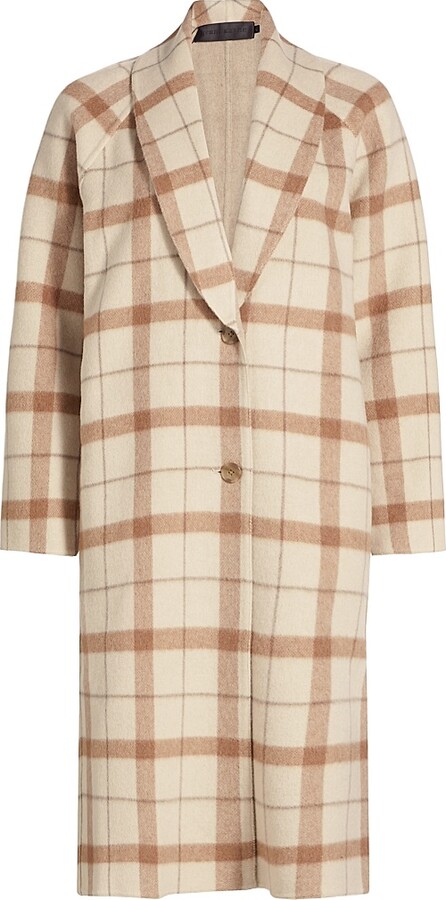 Jenni Kayne Women's Austin Check Wool-Blend Coat - Oatmeal - Size Small ...