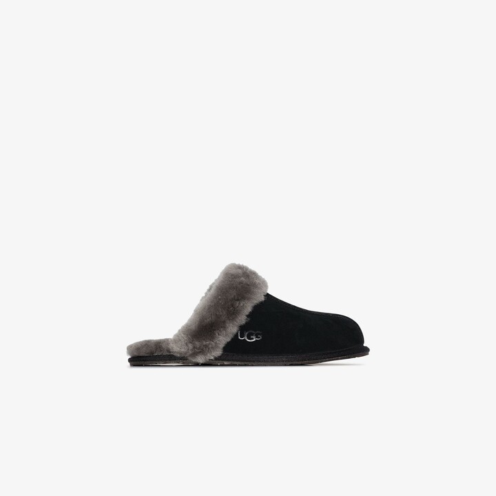 UGG black Scuffette shearling suede slippers - ShopStyle