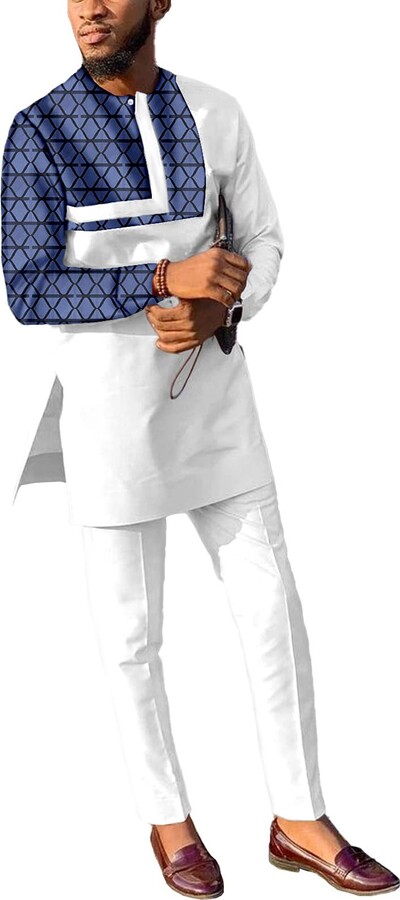 SEA&ALP Men's African 2 Piece Set Dashiki Suit Outfits Traditional Long ...