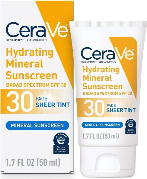 CeraVe Hydrating Mineral Tinted Face Sunscreen Lotion - SPF 30 - 1.7 fl ...