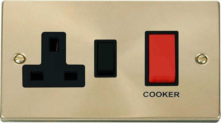 SE Home Satin / Brushed Brass Cooker Control 45A With 13A Switched Plug ...
