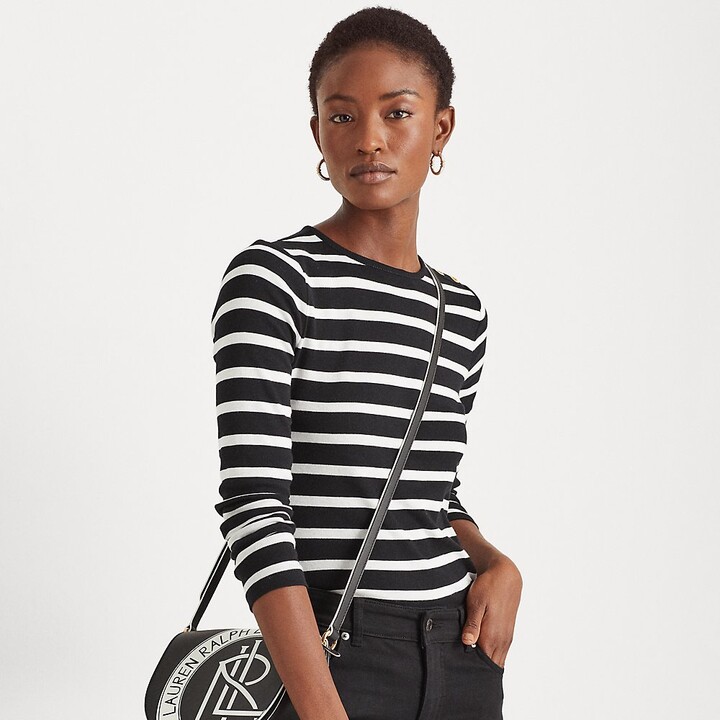 Lauren Ralph Lauren Ralph Lauren Striped Button-Shoulder Top - ShopStyle