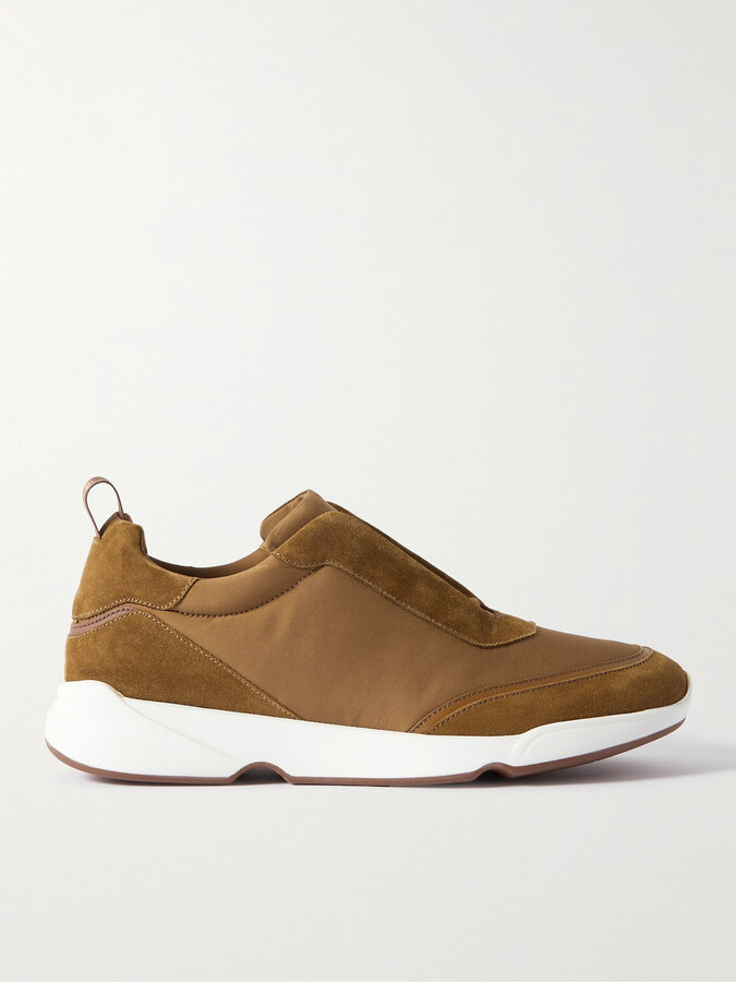 Loro Piana Modular Walk Leather-Trimmed Canvas and Suede Sneakers ...