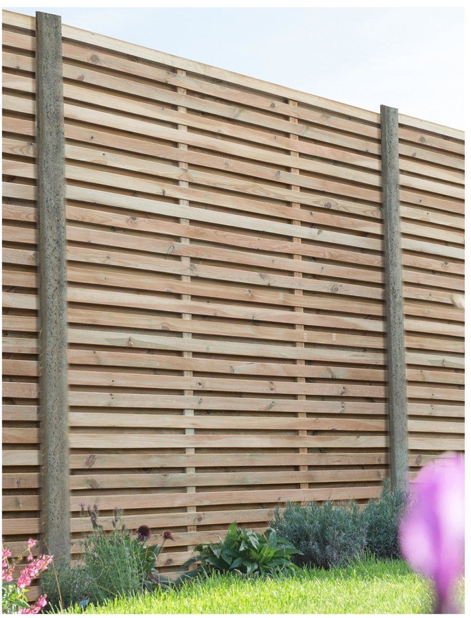 Forest 1.8M X 1.8M Pressure Treated Double Slatted Fence Panel - Pack ...