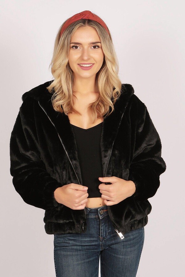 TENKI Full Sleeve Teddy Fluffy Hooded Jacket - ShopStyle