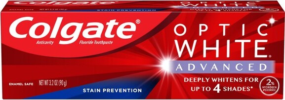 Colgate Optic White Advanced Whitening Toothpaste - Stain Prevention ...