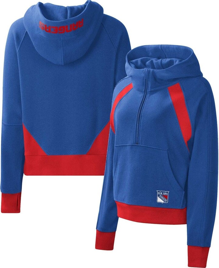 Women's Starter Blue New York Rangers Wishbone Half-Zip Hoodie - ShopStyle