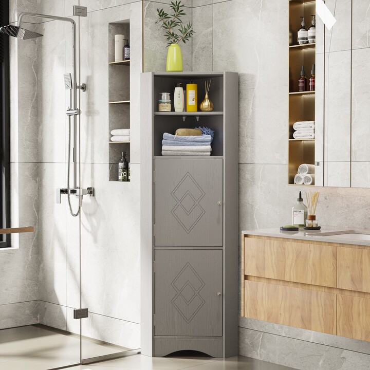 Modern Freestanding Storage Cabinet with Doors and Adjustable Shelves ...