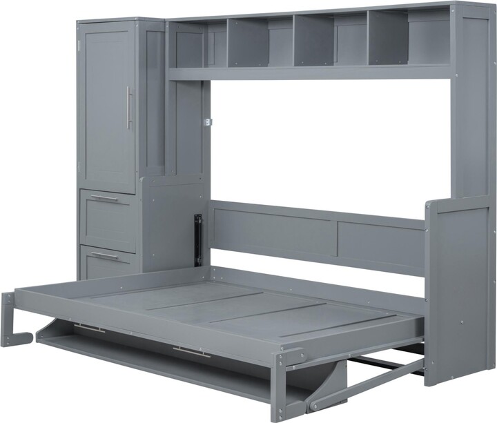 Simplie Fun Full Size Murphy Bed Wall Bed With Closet And Drawers