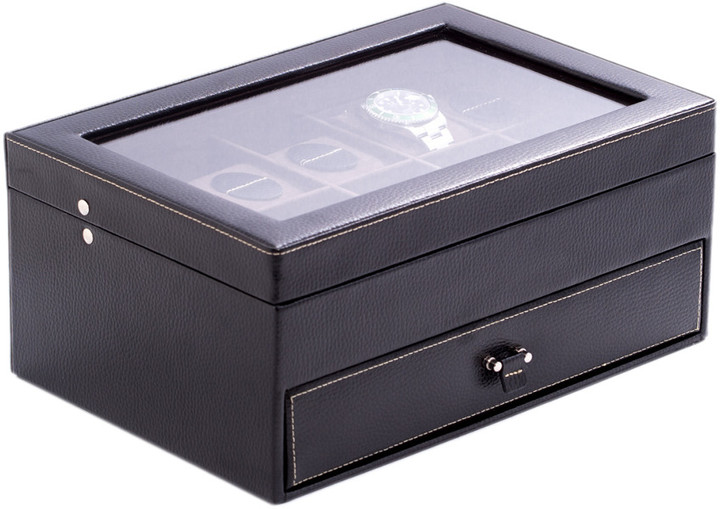 Bey-Berk Leather-10 Watch Case With Glass Top - ShopStyle Jewelry
