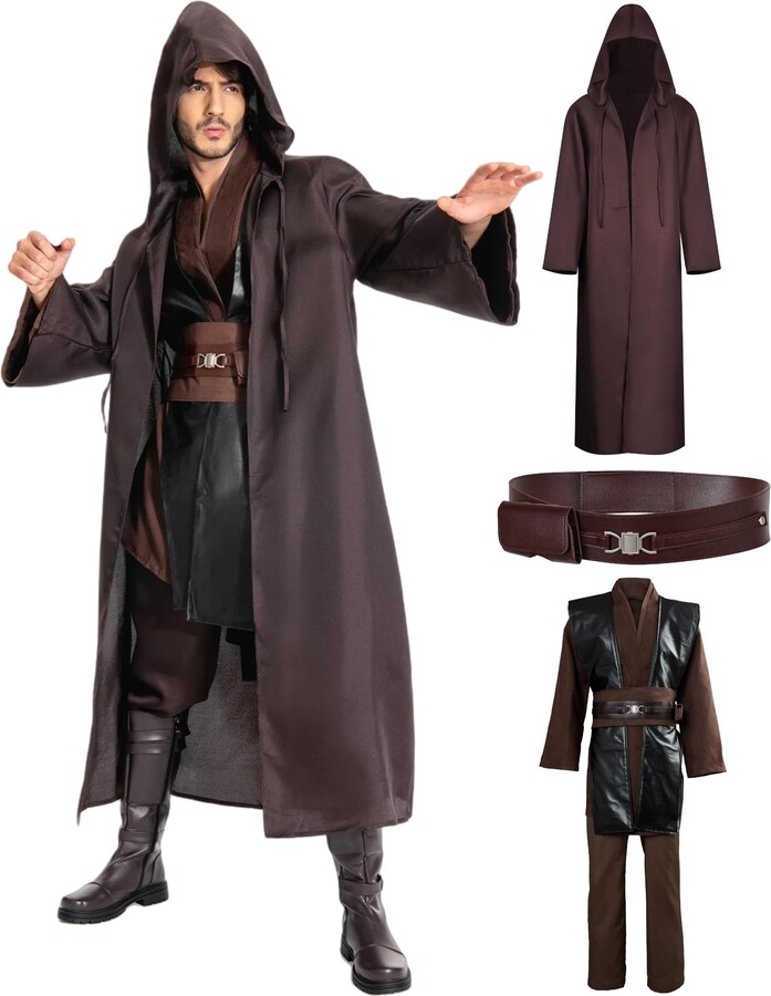 Roeutoo Anakin Skywalker Costume Adult Men Tunic Robe Obi-Wan Kenobi ...
