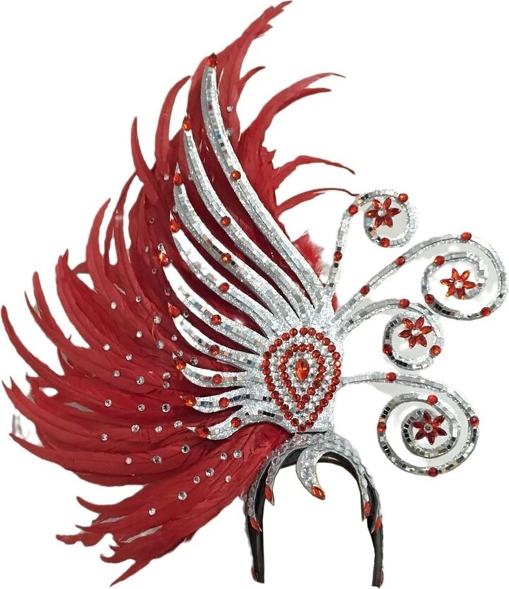 WXFFZ Samba Feather Headdress Belly Dance Carnival Headpiece Bar ...