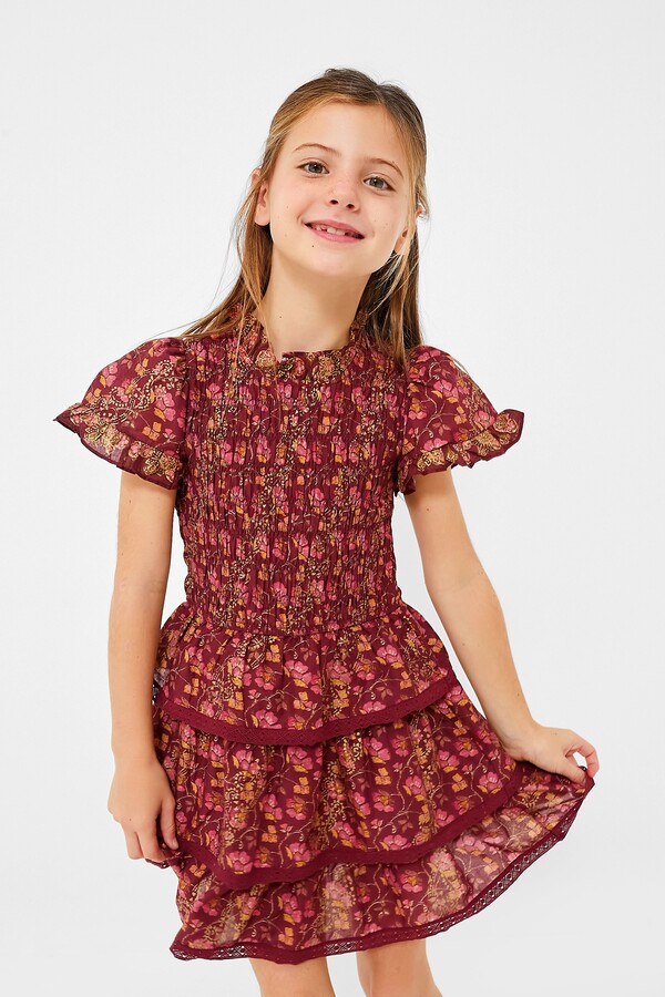 Sea Maroon Giulia Short Sleeve Tiered Dress - ShopStyle