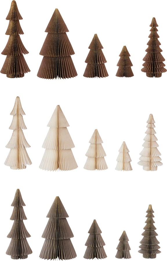 Creative Co-op Paper Folding Honeycomb Trees with Gold Glitter ...