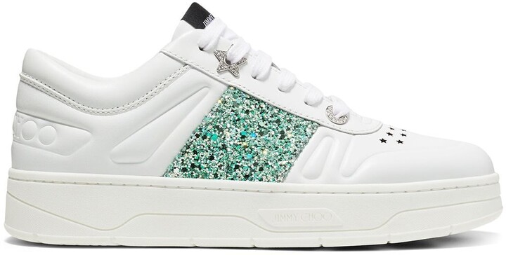 Jimmy Choo Hawaii glitter low-top sneakers - ShopStyle