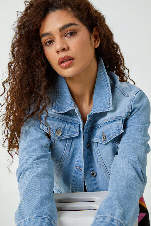 Roman Originals Cropped Cotton Denim Jacket - ShopStyle