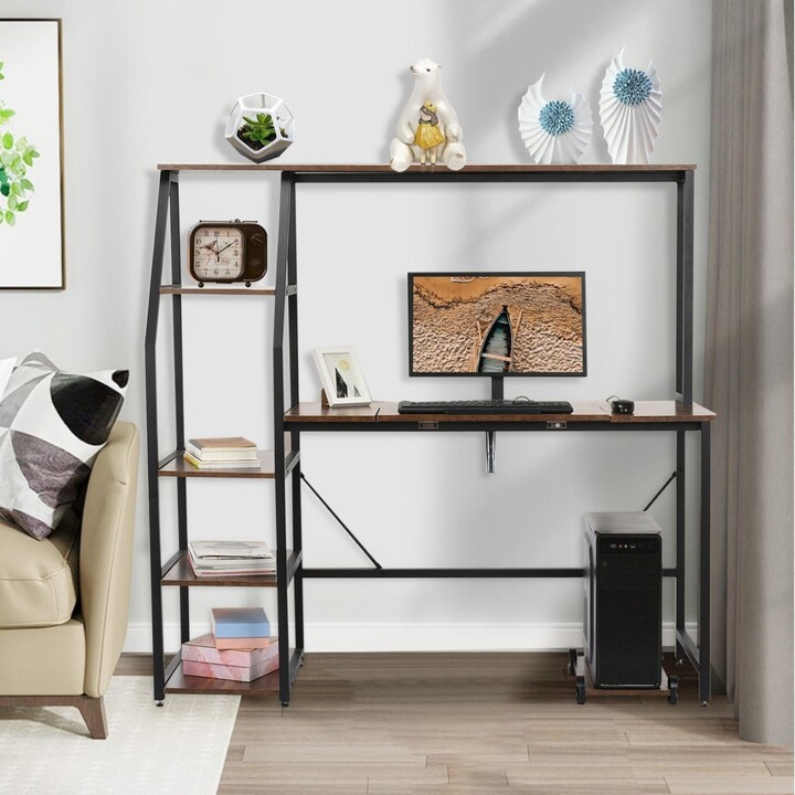 HAIHESU NETWORK Computer Desk With Storage Shelves - ShopStyle