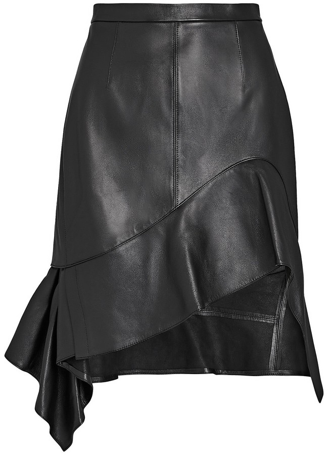 Alexander Wang Deconstructed Leather Ruffle Skirt - ShopStyle