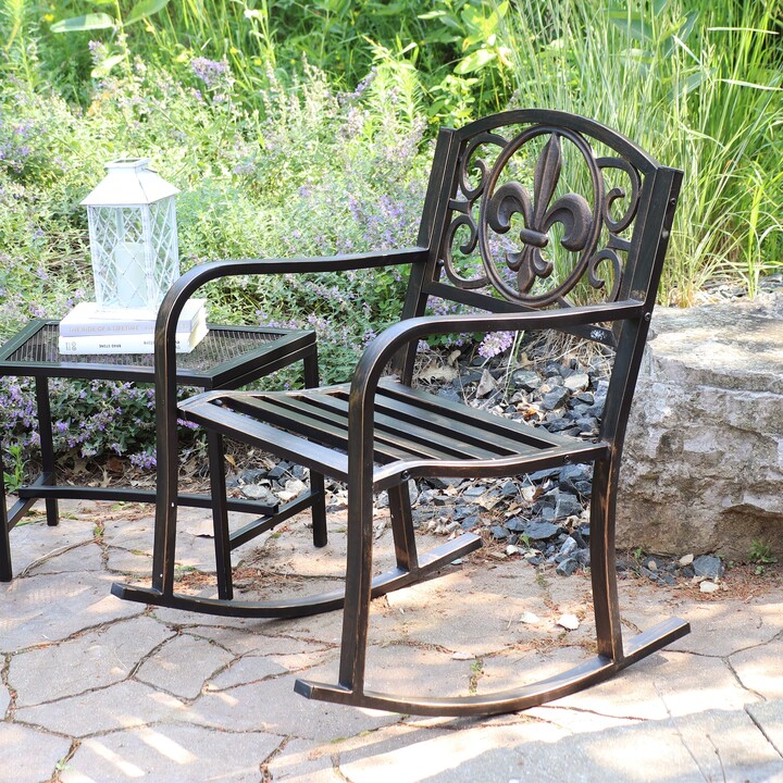 Sunnydaze Decor Sunnydaze Patio Rocking Chair - Cast Iron and Steel ...