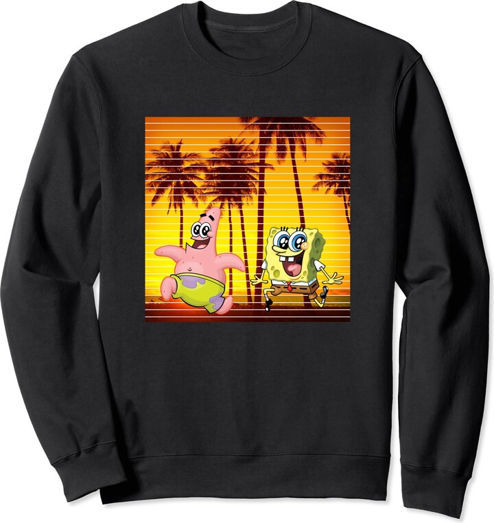 SpongeBob Squarepants & Patrick Star Beach & Palms Sunset Sweatshirt ...