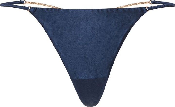 Fleur Du Mal Chain Luxe satin g-string thong - ShopStyle