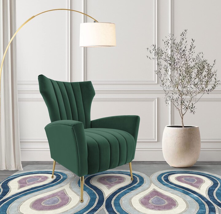 Iconic Home Annalee Accent Chair Velvet Upholstered Vertical Channel ...