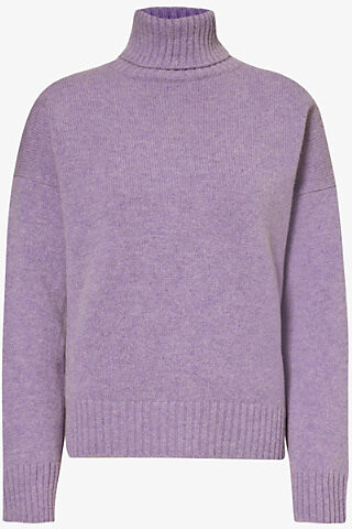 Sporty & Rich Womens Eggplant Turtleneck Relaxed-fit Wool Jumper ...
