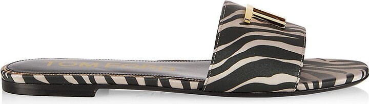 Tom Ford Zebra-Print Logo Slides - ShopStyle Sandals