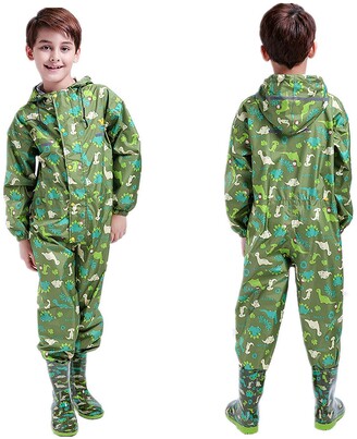 TURMIN Girls Boys Puddle Suit Baby Hooded Rainsuit Rainwear Waterproof Suit Raincoat All in One ...