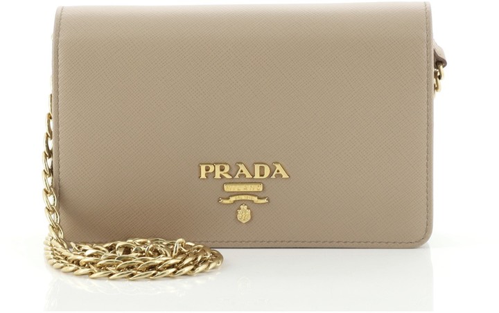 Prada Chain Wallet Crossbody Saffiano Leather - ShopStyle