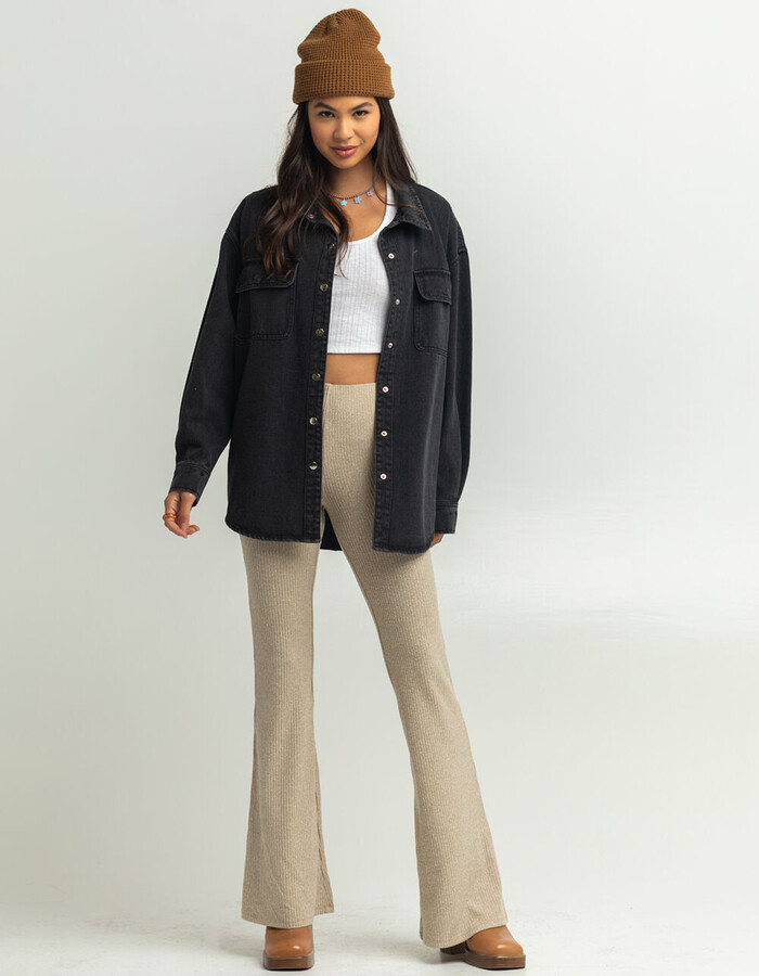 SKY AND SPARROW Rib Cozy Flare Pants - ShopStyle